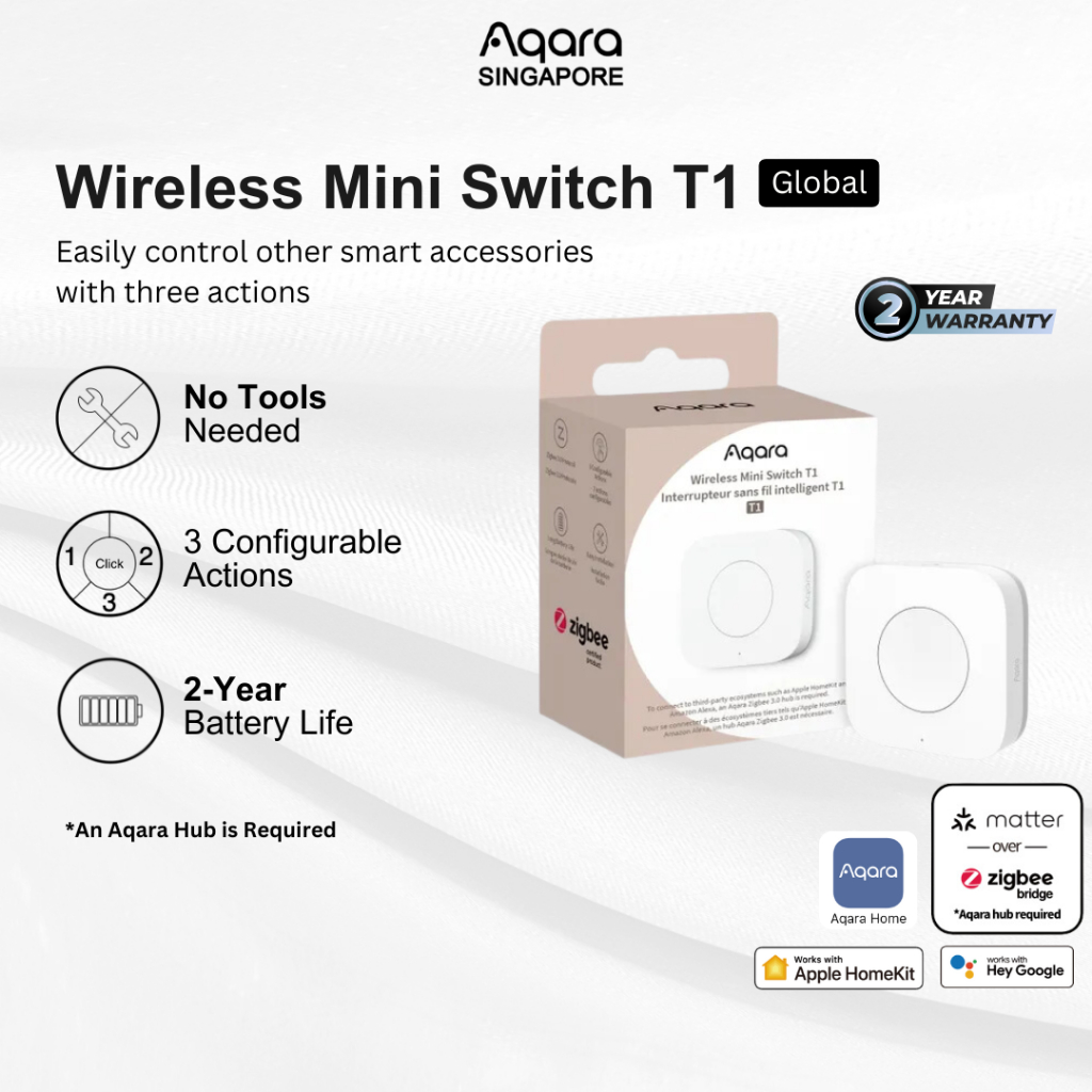 AQARA Wireless Mini Switch T1 Remote Switch One Button Control Zigbee 3 ...