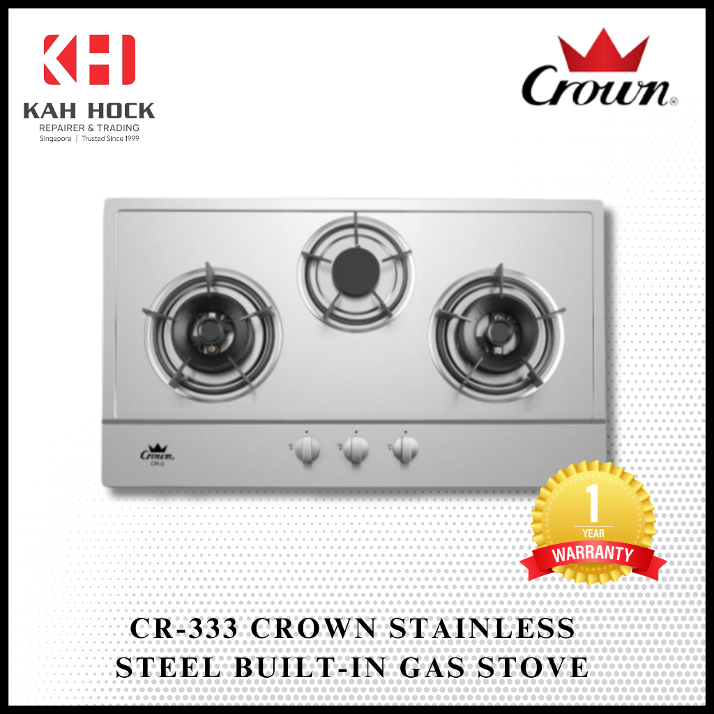 CROWN CR-333 / CR-3 STAINLESS STEEL BUILT-IN GAS STOVE - 1 YEAR LOCAL ...