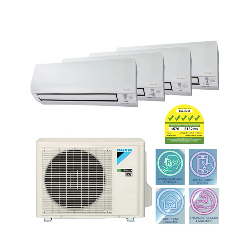 DAIKIN SYSTEM 4 AIR CONDITIONER (WITH INSTALLATION) | Shopee Singapore