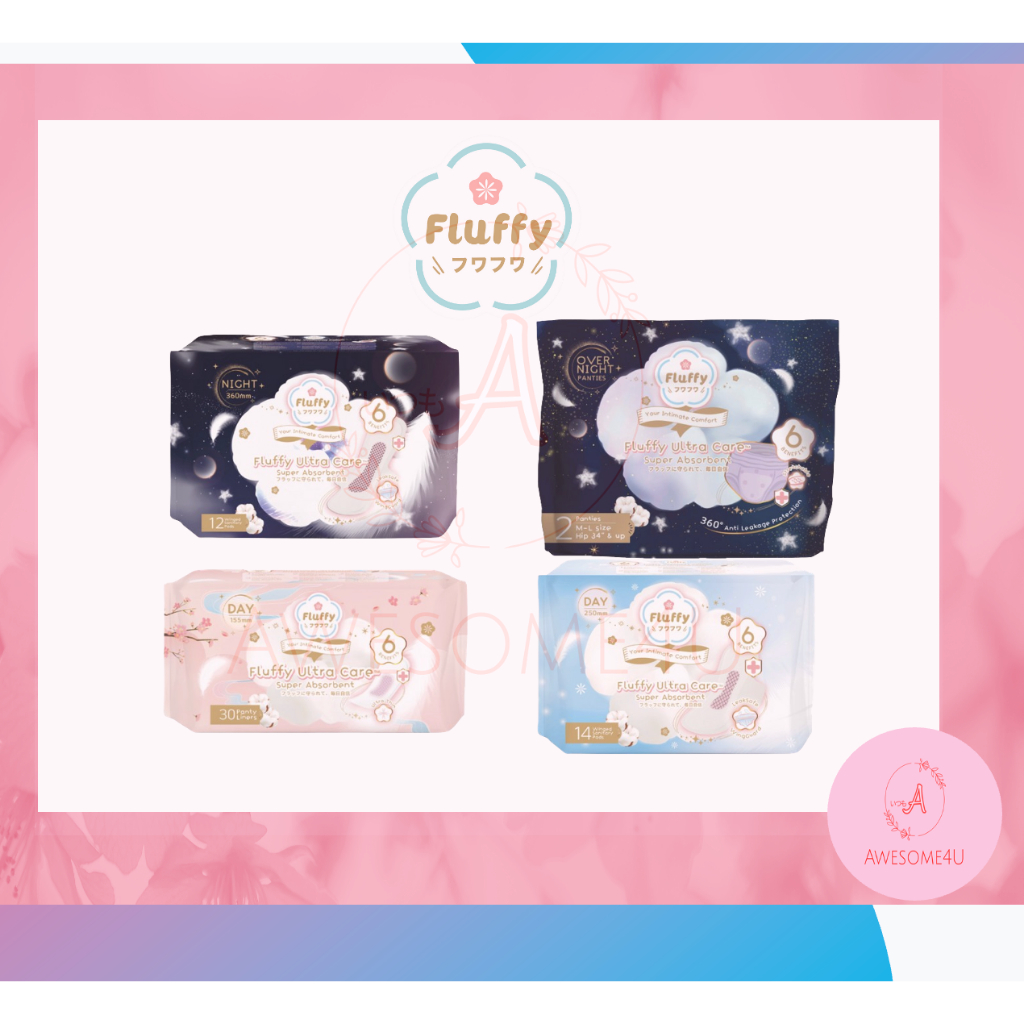 Bundle of 2 - Fluffy Ultra Care Series Wellness Sanitary Pads Soft ...