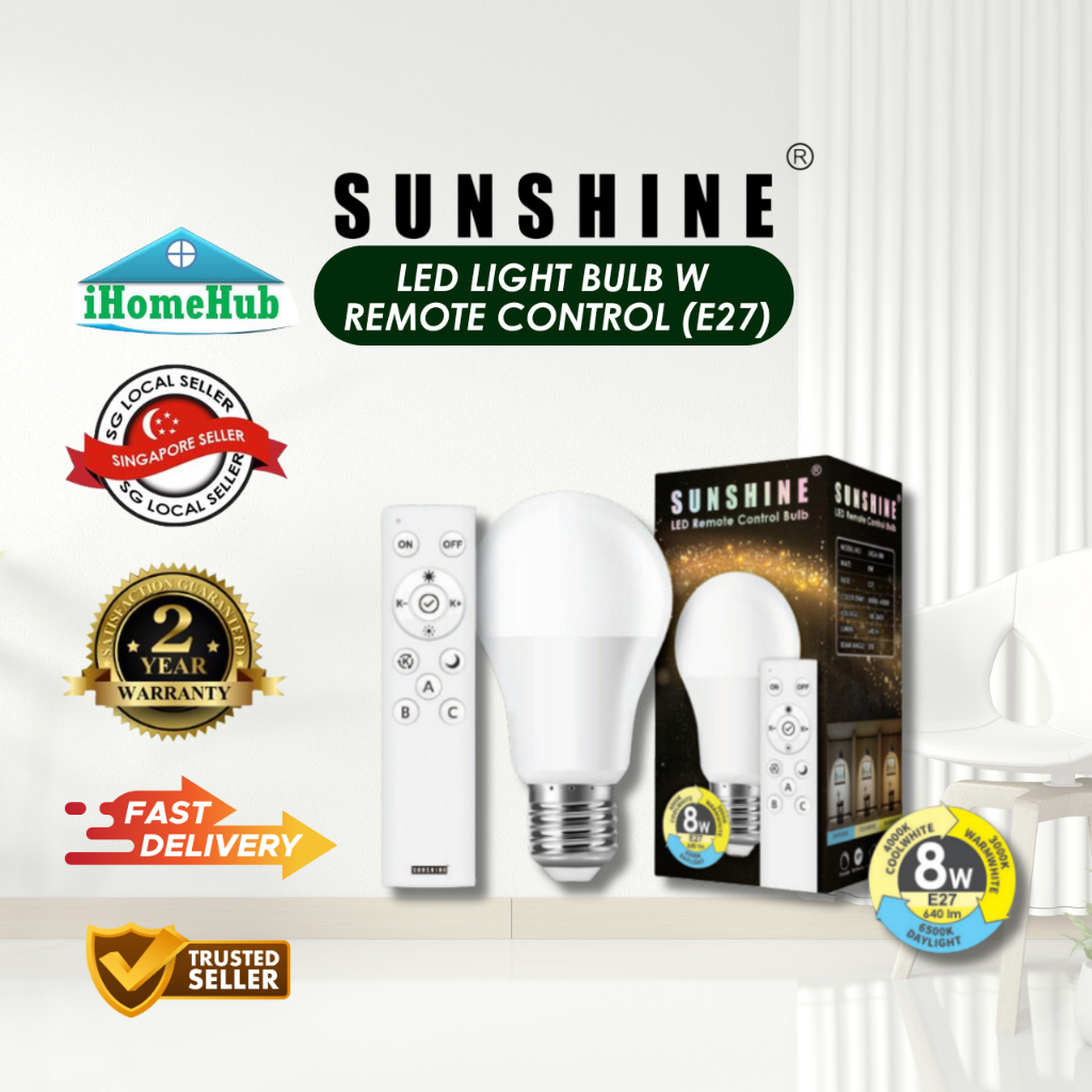 SUNSHINE LED light bulb E27 8W / remote control or without remote ...