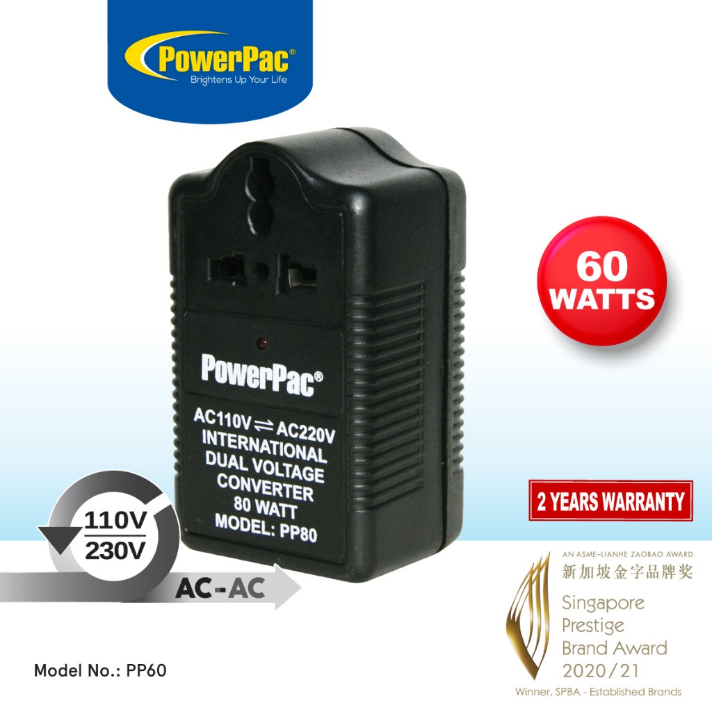 PowerPac Converter Transformer 60W Travel Adapter Step Up & Down ...