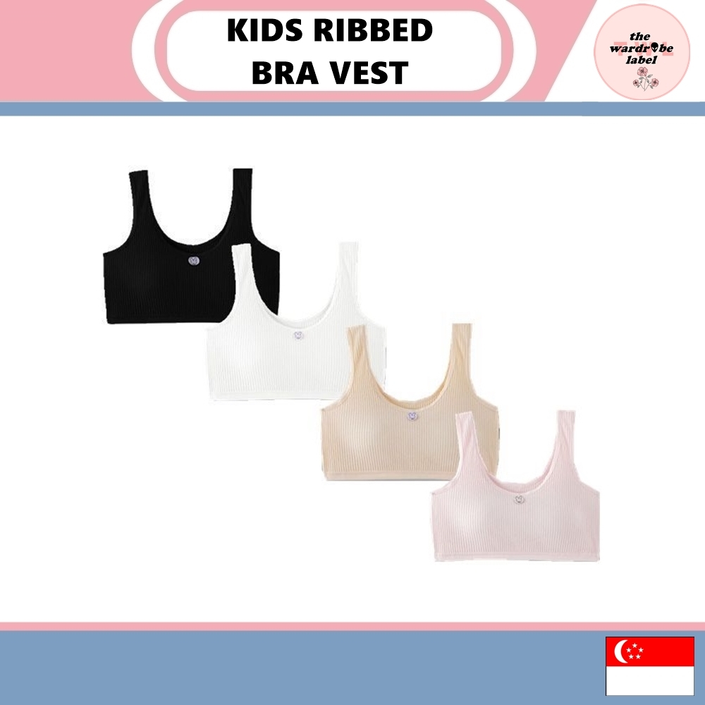[SG SELLER - TWL] 7-15 YO Kids Youth Bra Vest Bra Ribbed Bralette ...