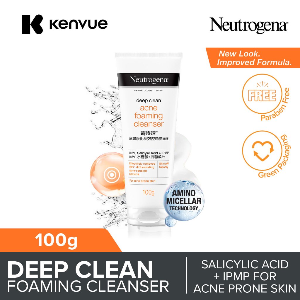 Neutrogena Deep Clean Acne Facial Foaming Cleanser For Acne Prone Skin ...