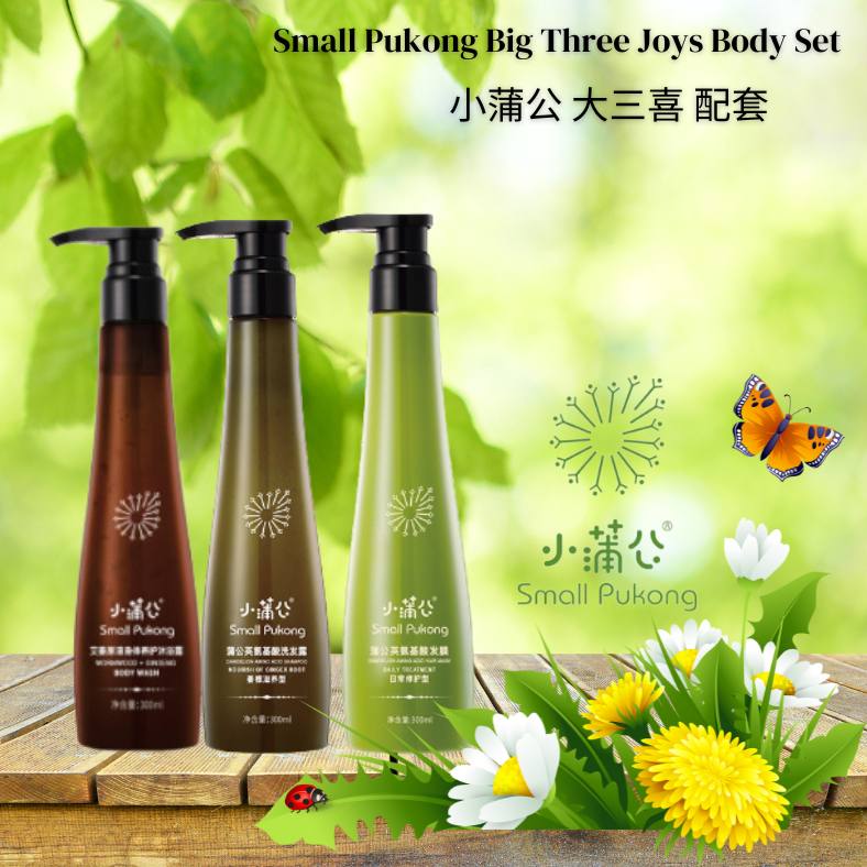 Small Pukong Big Three Joys Body Set (Ginger Shampoo 300ml + Mask 30ml ...