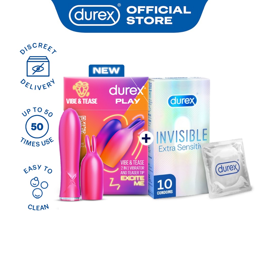 Durex Play 2in1 Vibrator Toy Durex Invisible Extra Sensitive Thinnest Condoms 10s Shopee