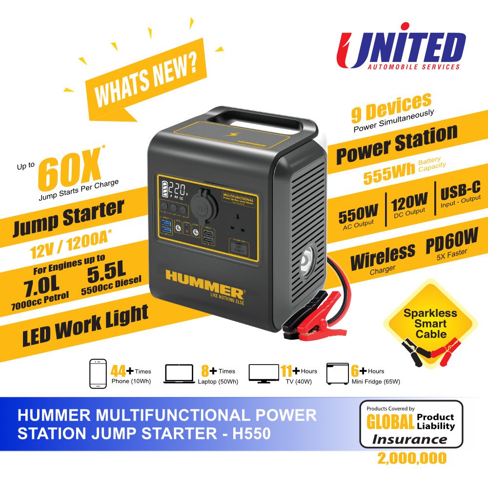 Hummer Multifunctional Power Station Jump Starter - H550 | Shopee Singapore