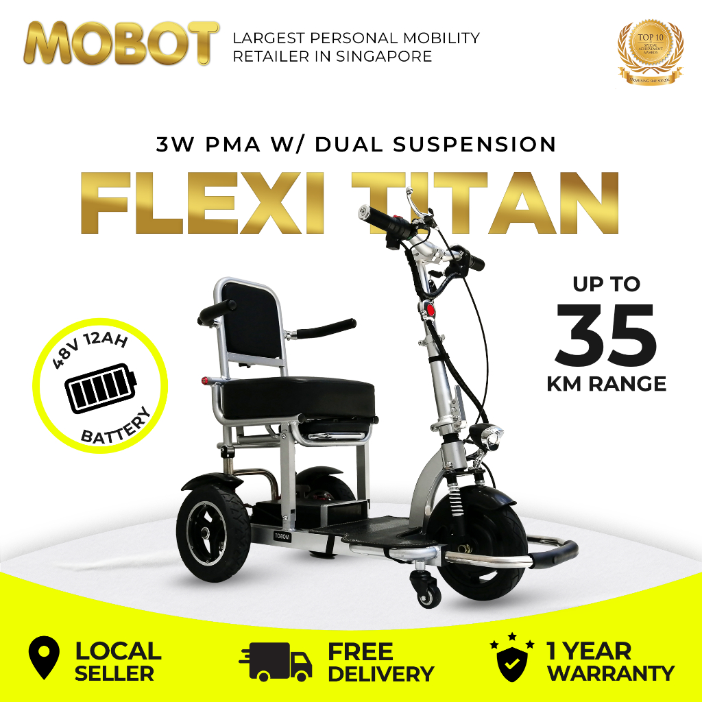 MOBOT SG OFFICIAL | FLEXI TITAN 3 Wheels Mobility Scooter PMA | 48V ...