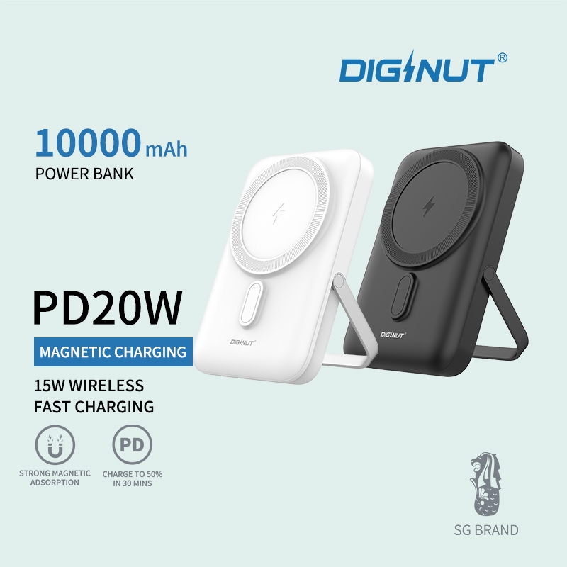 Diginut W-38 Pro 10000mAh Wireless Magnetic Power Bank – PD 20W + 15W ...