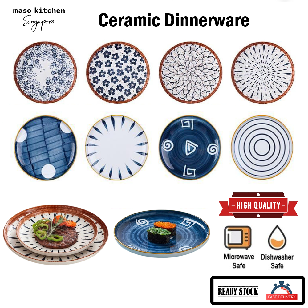 Ceramic Plate Japanese Style Dinnerware 8 And 10 Inch Microwave