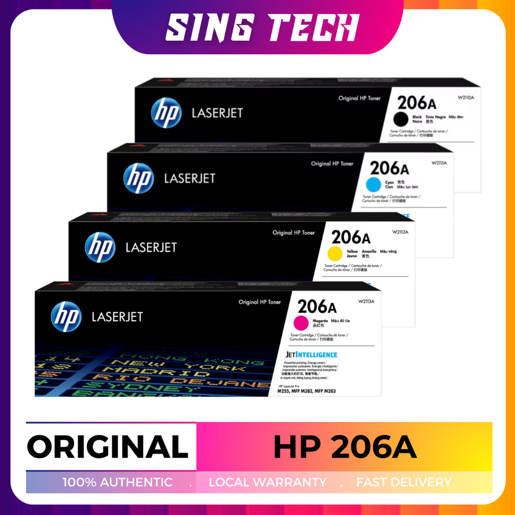 [ORIGINAL] HP 206A Black Cyan Yellow Magenta Toner Cartridge W2110A ...