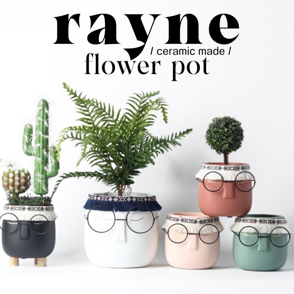 Rayne Cute Face Ceramic Flower Pot | Plant Pot | Flower Pot | Potted ...
