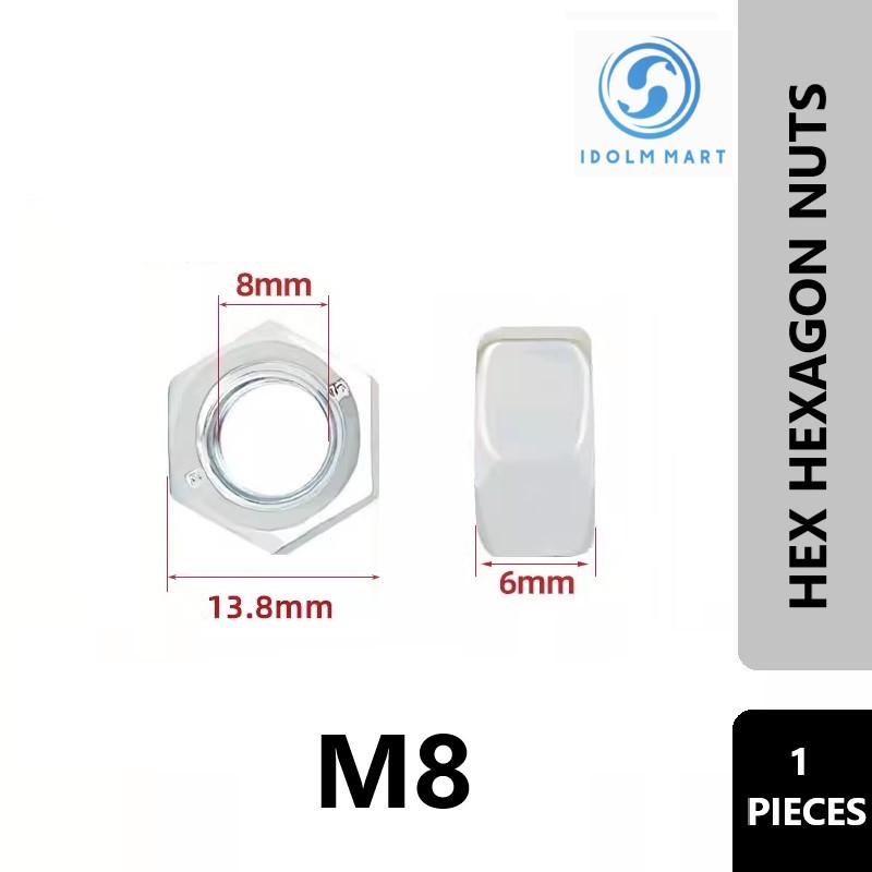 304 Stainless Steel Hex Hexagon Nuts Screw Bolt Cap Lock M8 | Shopee ...