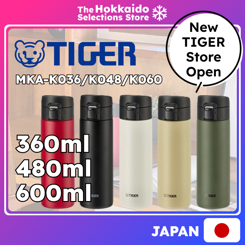 TIGER Thermos Vacuum Insulated Water Bottle MKA-K036 360ml/MKA-K048 480ml/MKA-K060 600ml ...