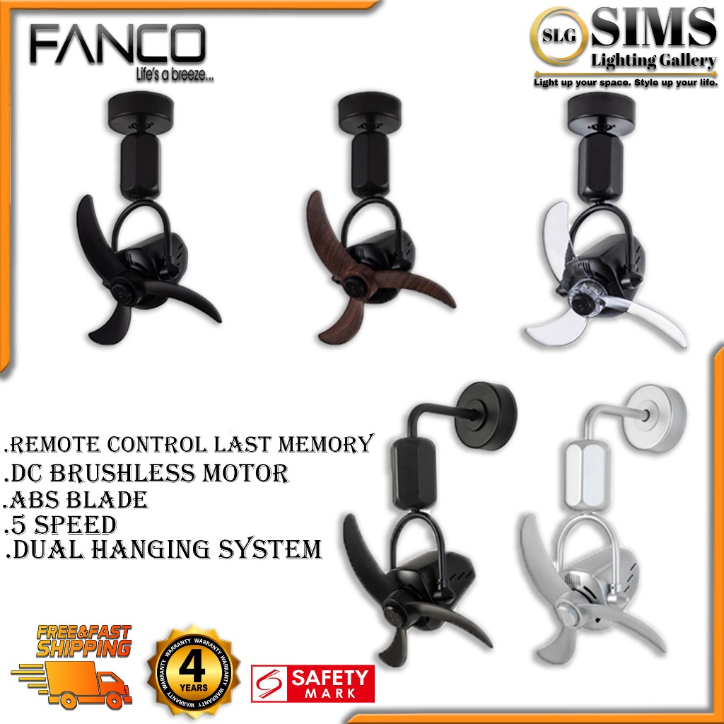 FANCO corner fan VINO 18" DC motor dual hanging system | Shopee Singapore