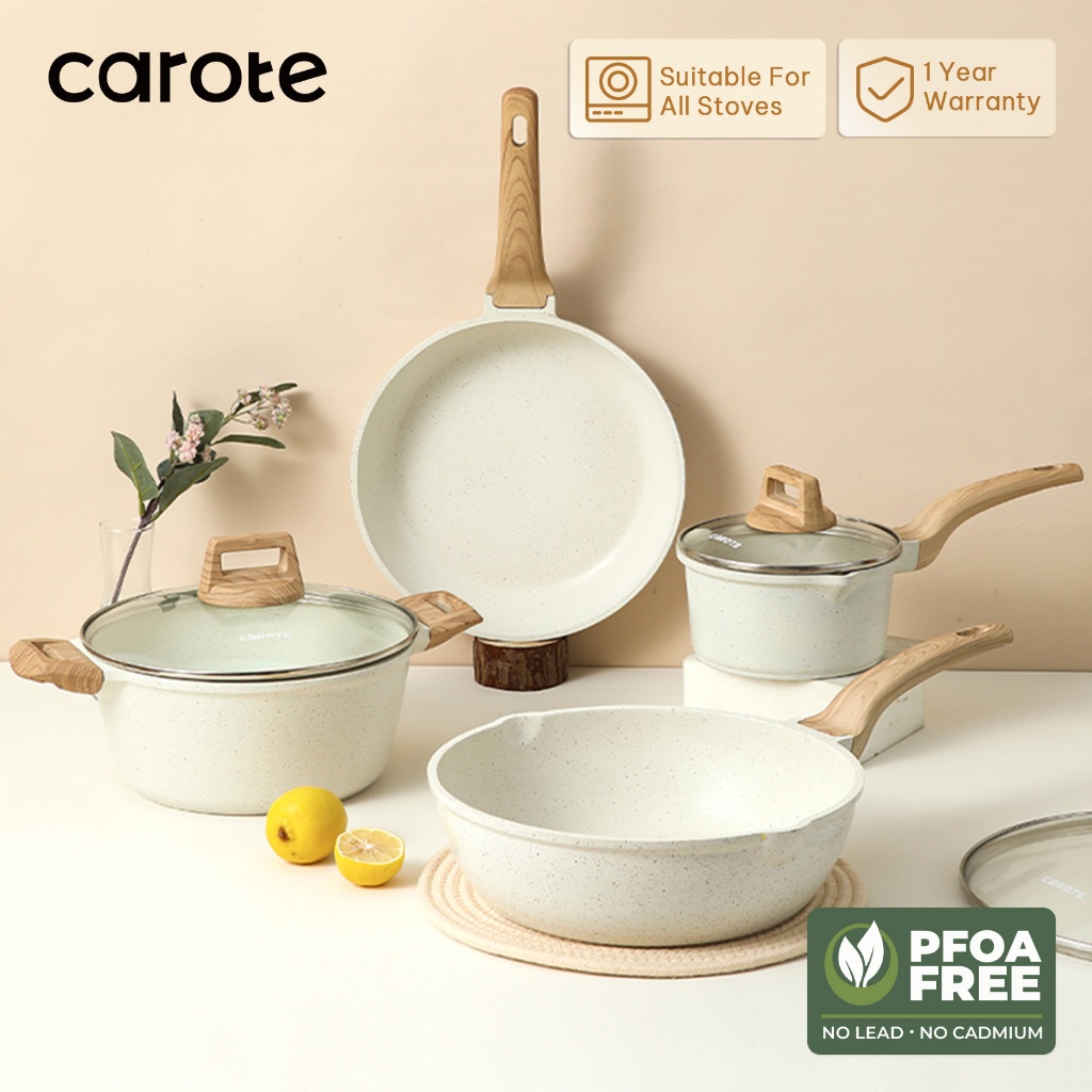 Carote Non Stick Cookware Set 7 Pieces Induction Gas Stove Easy Clean ...