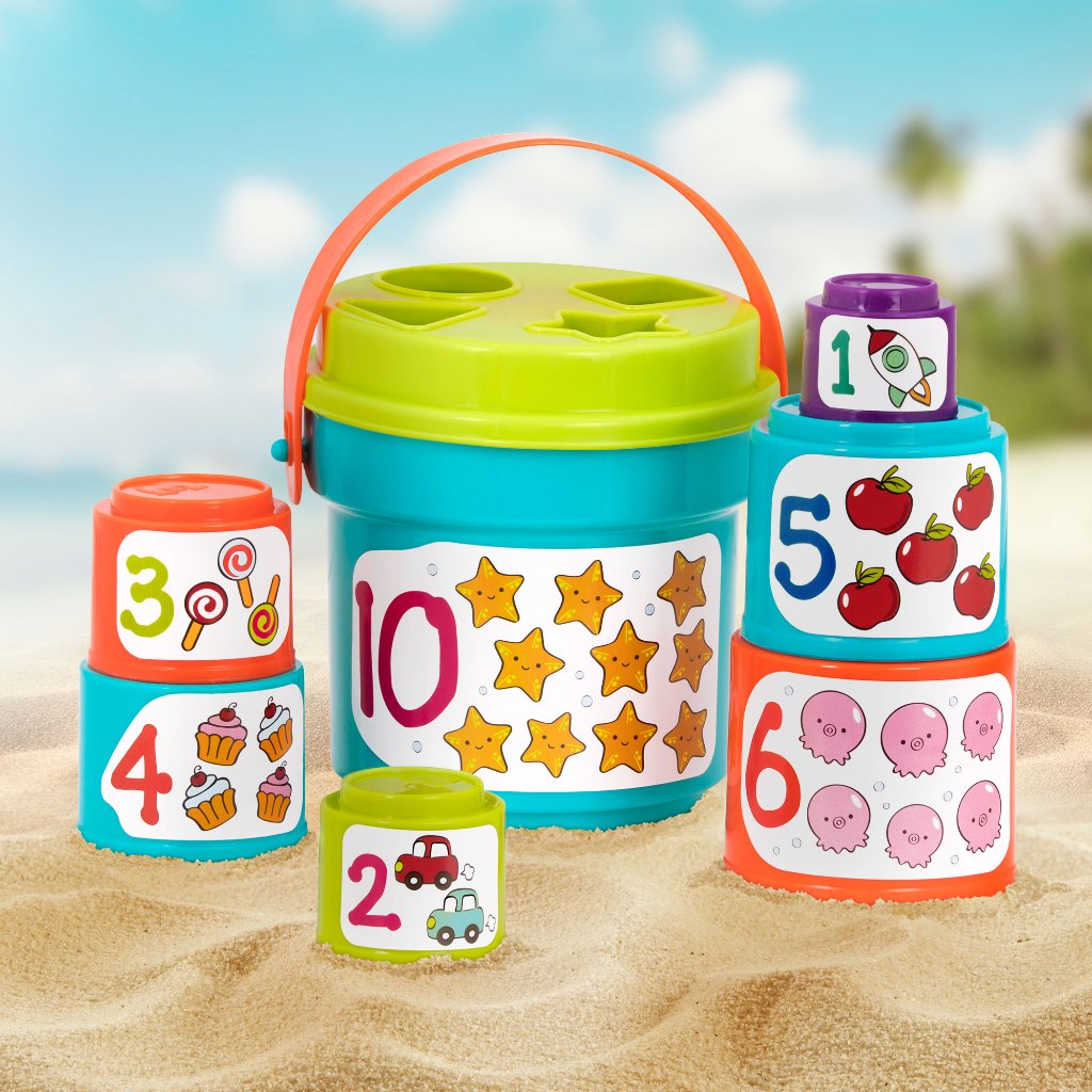 [Battat] Sort & Stack Set – Stacking Cups with Shape Sorter (19 Pieces ...