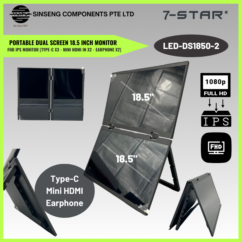 7-STAR* Portable Dual Screen 18.5”inch = 27inch Monitor | IPS Screen ...