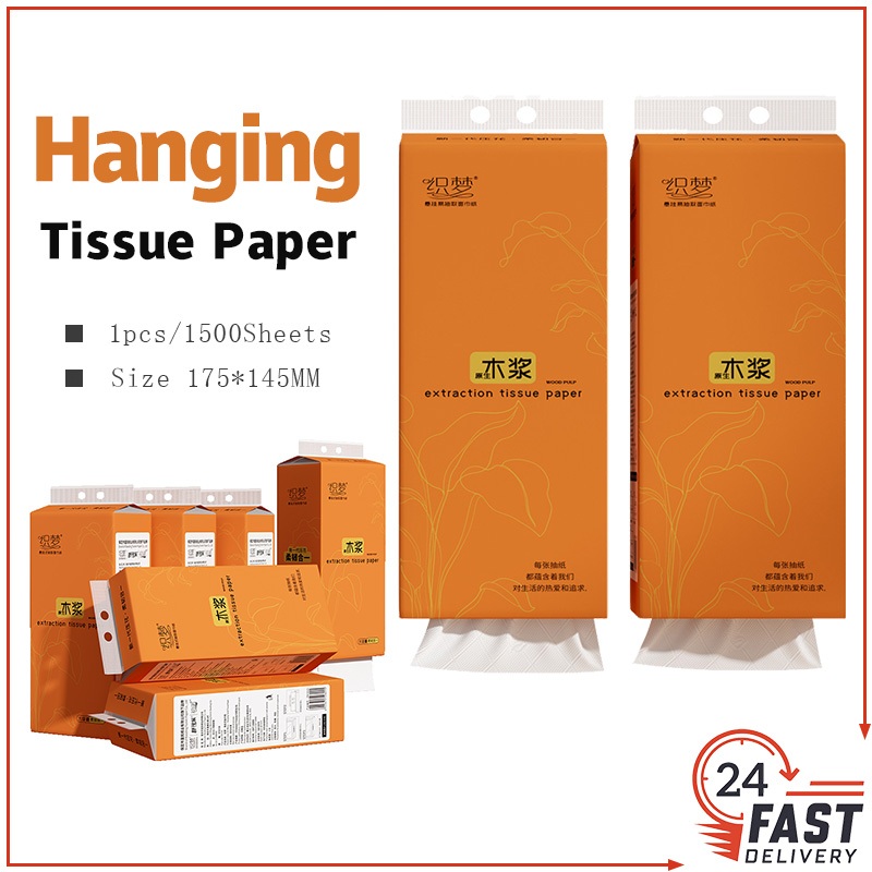 【SG Stock 】6PCS/9000Sheets Hanging Paper Towels 4Ply Facial Tissue ...