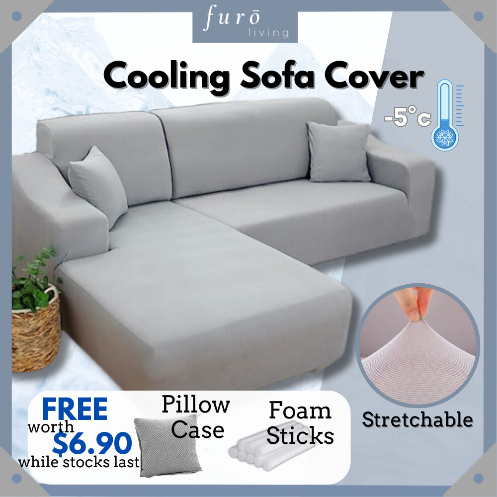 🇸🇬 Full Coverage Cooling Sofa Cover Elastic Splash Proof Universal 1/2 ...