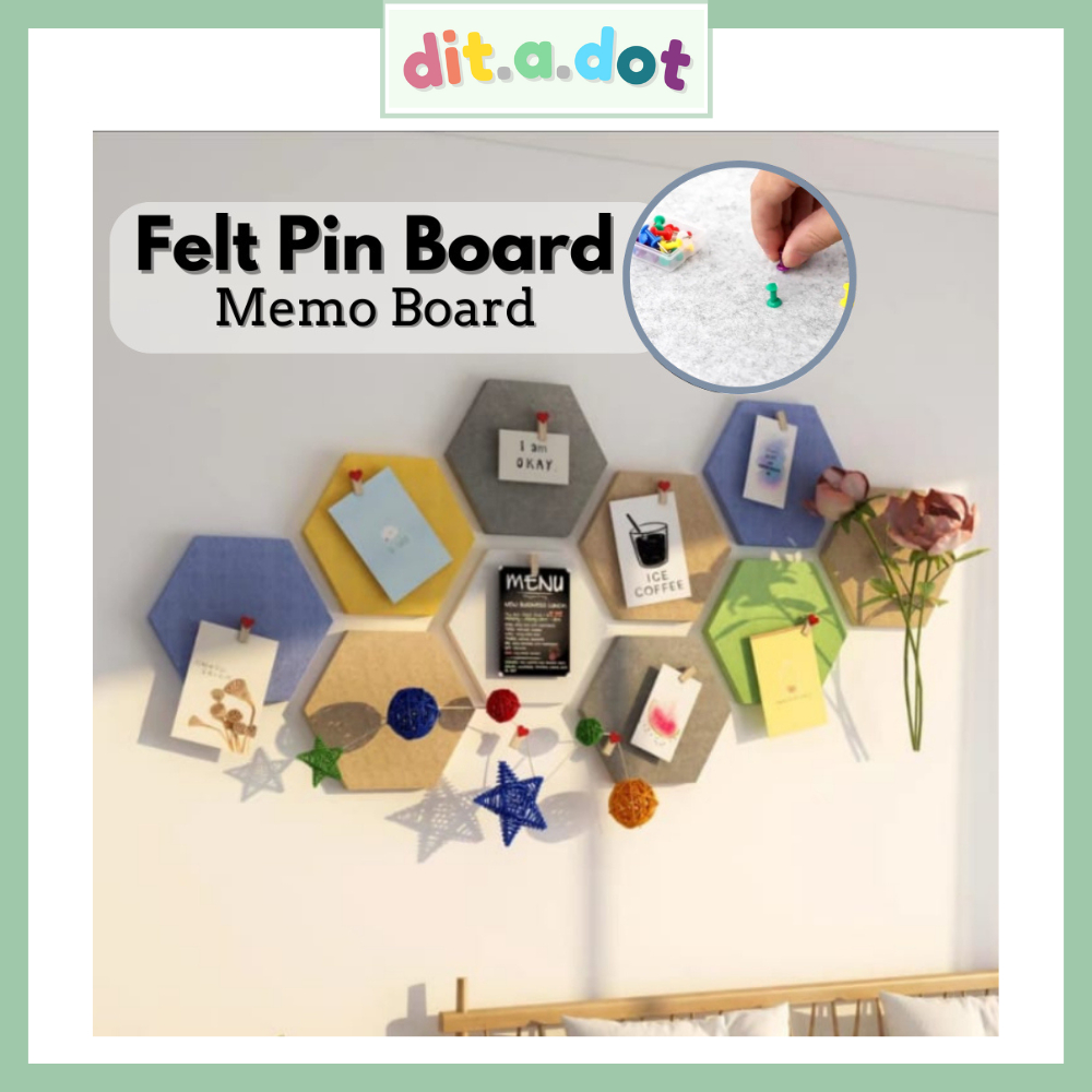 [SG] DitaDot Hexagon Pin Board , Wall Decorative Self-Adhesive Felt ...