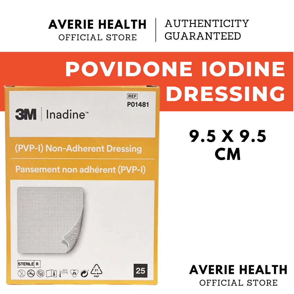 3M Inadine Povidone Iodine (PVP) Non-Adherent Dressing 9.5cm x 9.5cm 1s ...