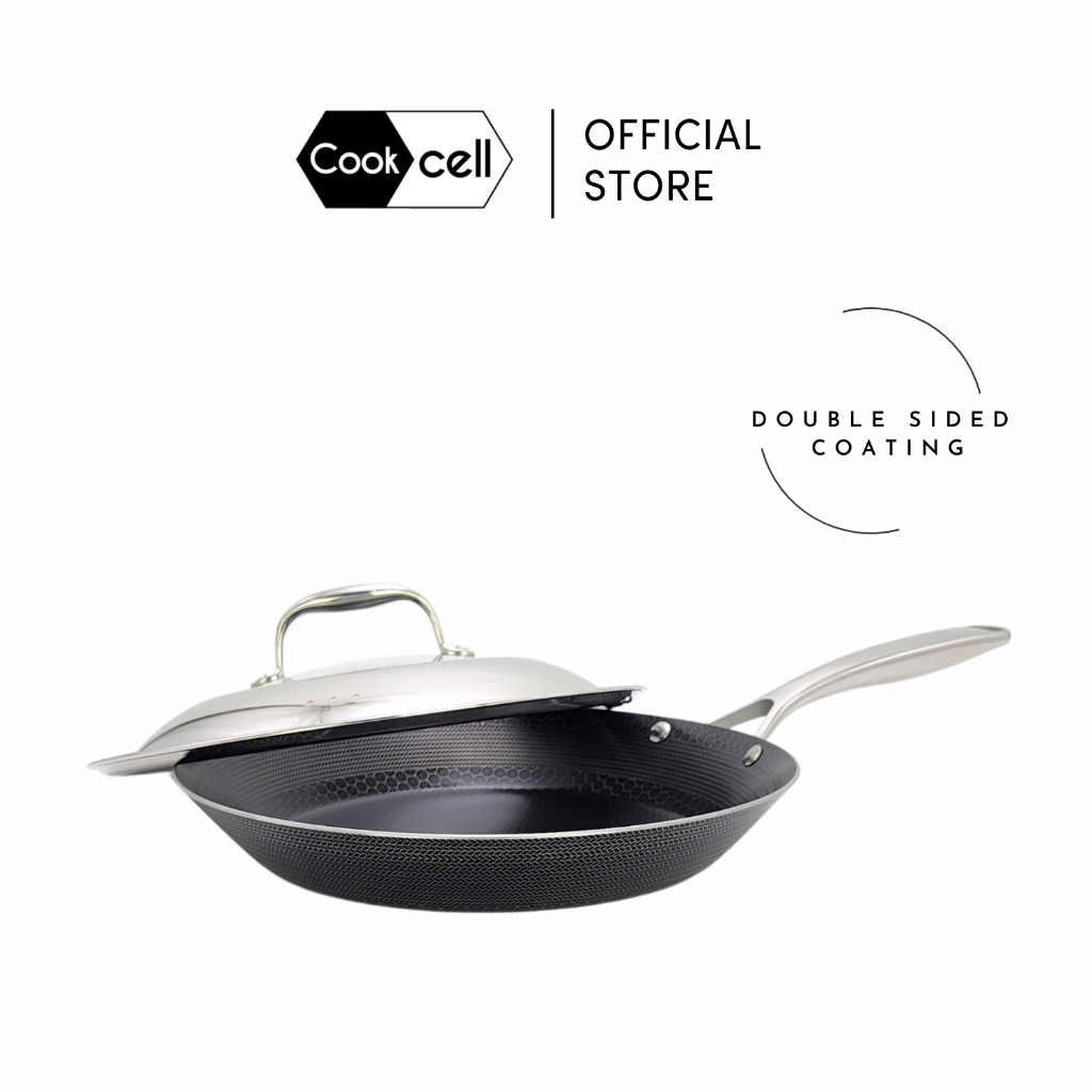 COOKCELL Blackcube Hybrid 28cm Paella Pan │ Double Sided Non-Stick ...