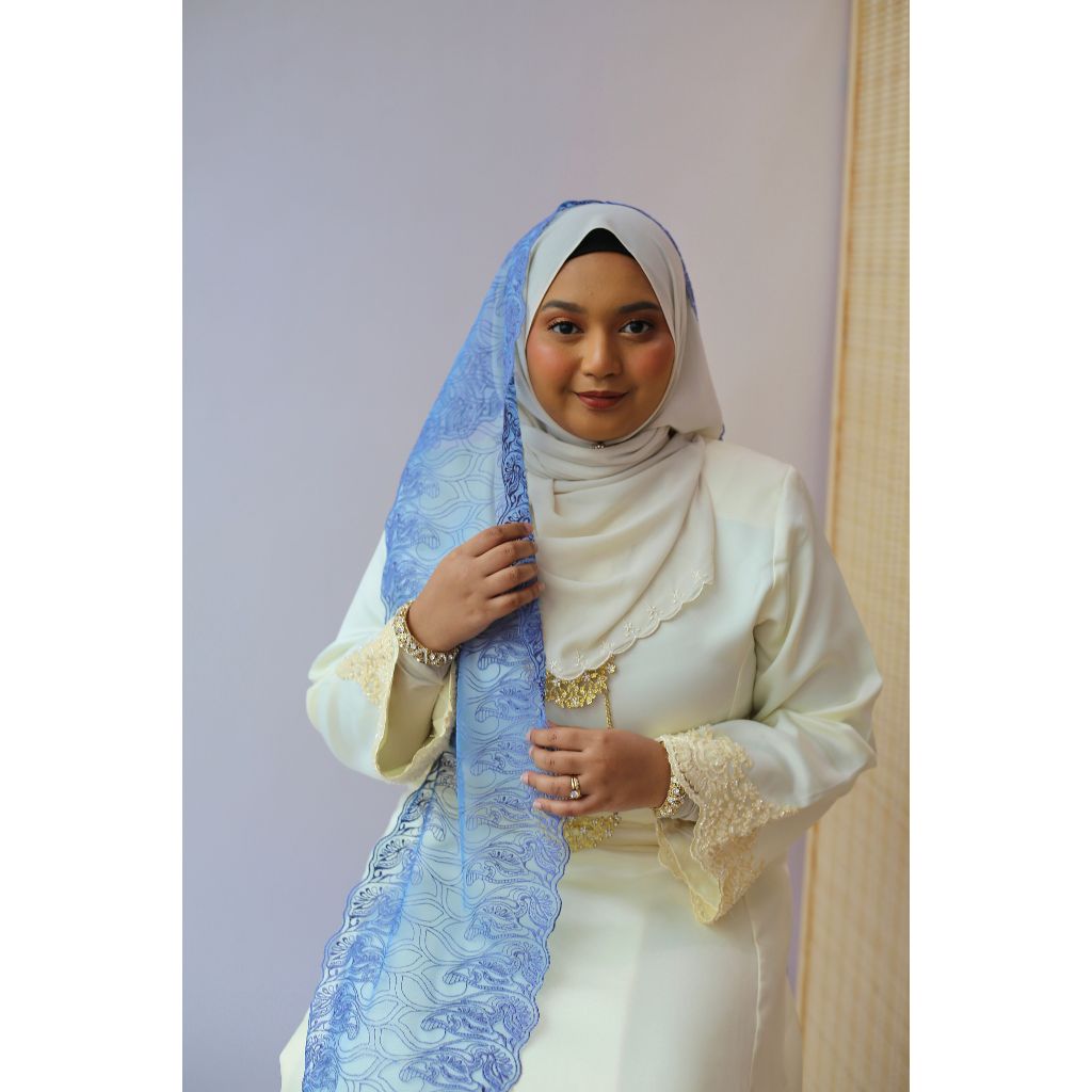 [SG MADE]Envy Her Raya Veil / Scarf Collection – Blue Embroidery ...