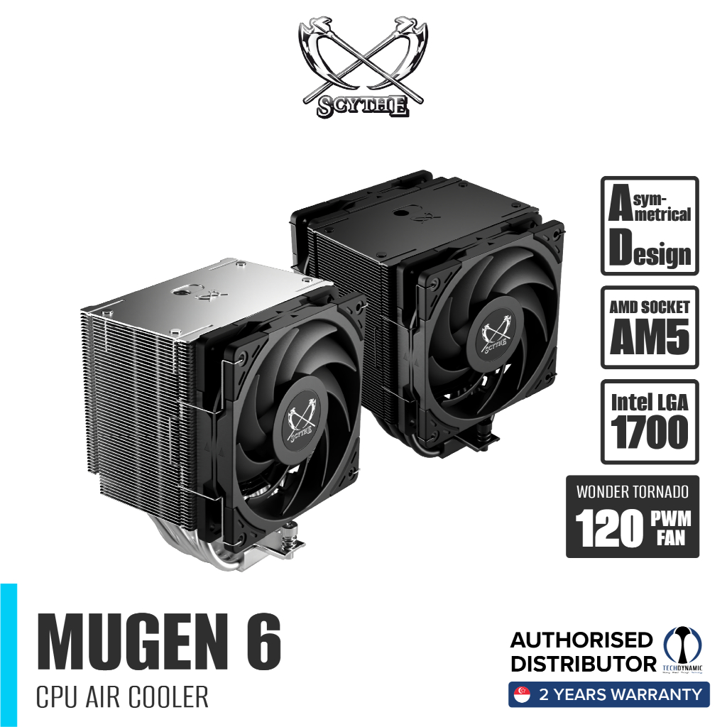 SCYTHE Mugen 6, Mugen 6 Dual Fan Black Edition CPU Air Cooler | Shopee ...