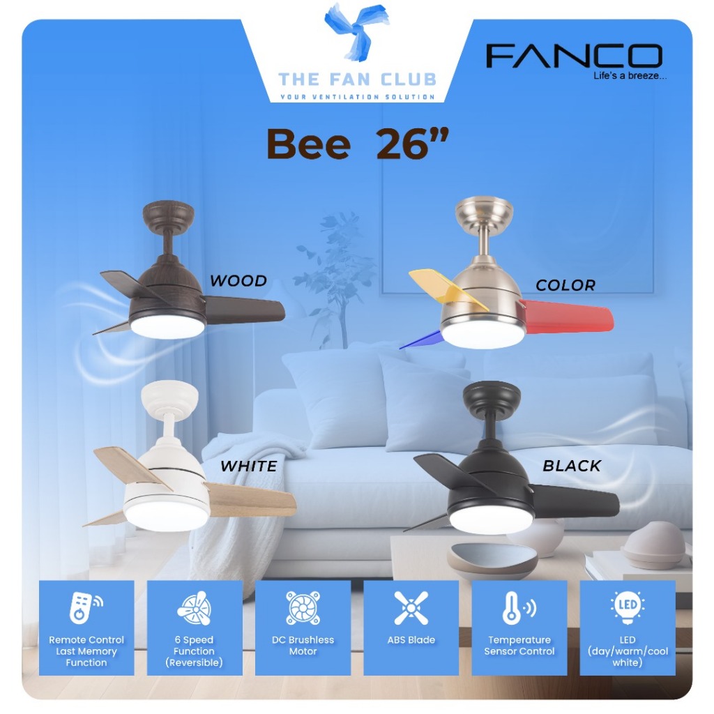 Fanco Mini Bee 26" DC Ceiling Fan With LED Light | Shopee Singapore