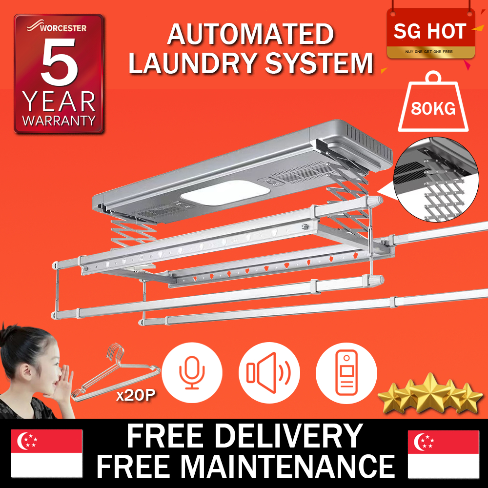 Aluminum Smart Fully Automatic Clothes Rack Voice Bluetooth Laundry ...