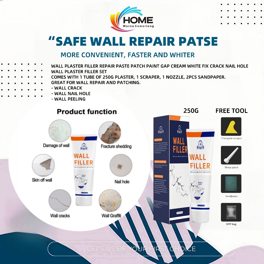 250g Wall Repair Paste Wall Mending Agent Cream Drywall Repair Kit Wall ...