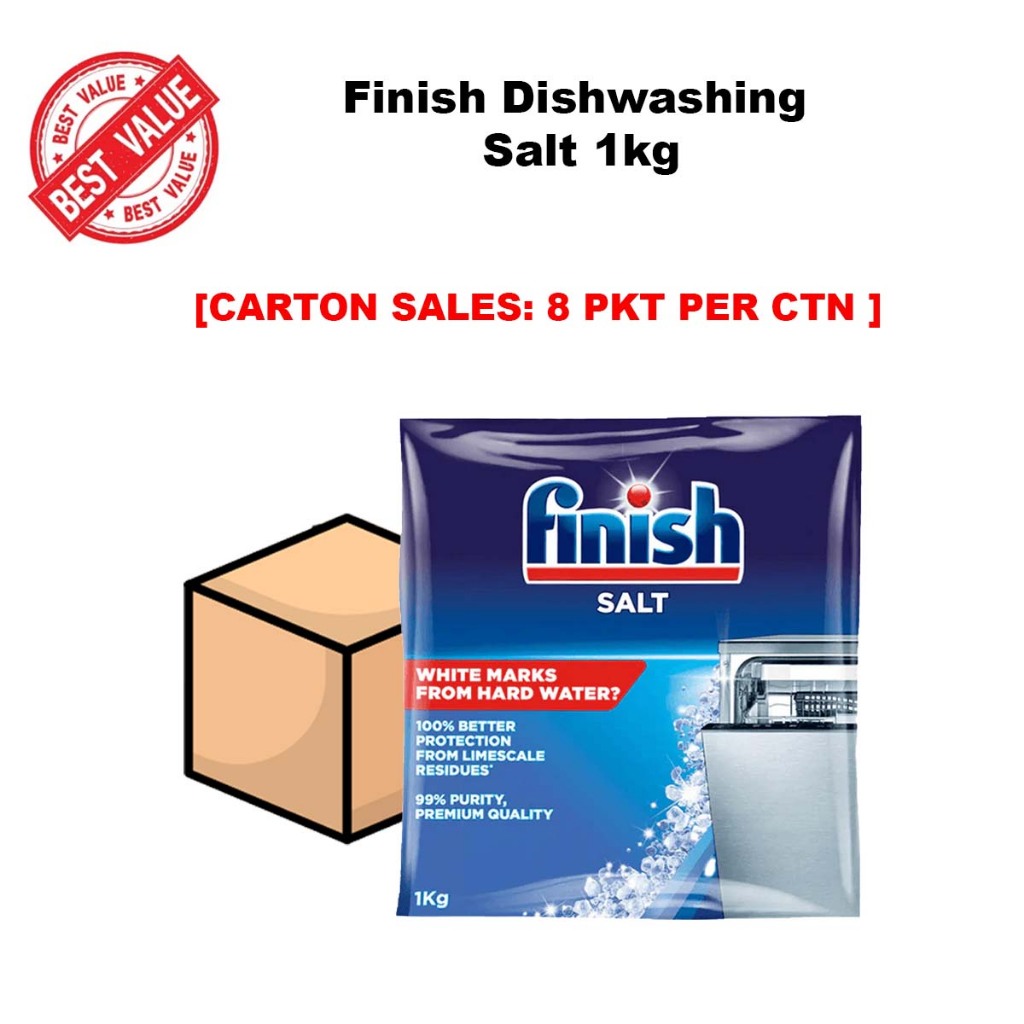 [CARTON SALE] Finish Dishwasher Salt 1kg / Made In Spain [ 1kg x 8pkt ...