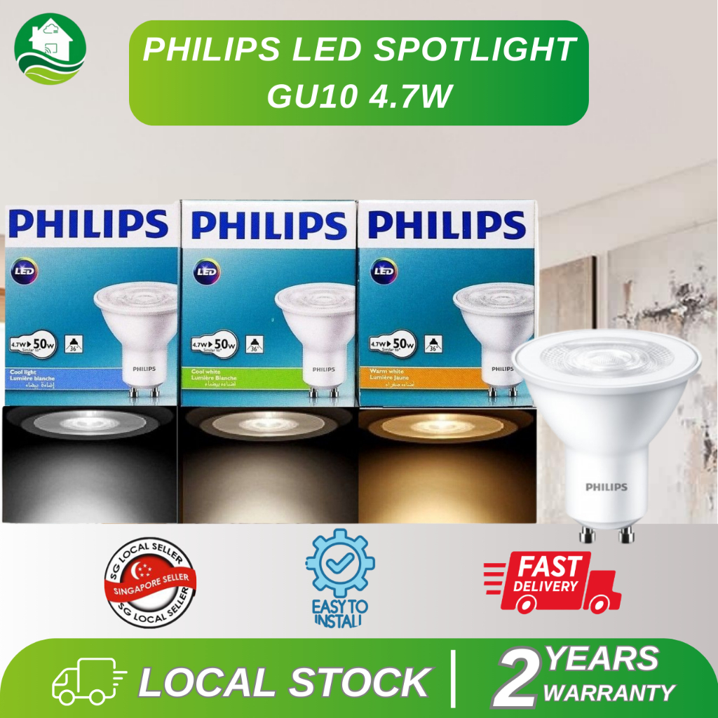 Philips GU10 LED Spotlight Bulb 4.7w ( "Essential" Series) | Shopee ...