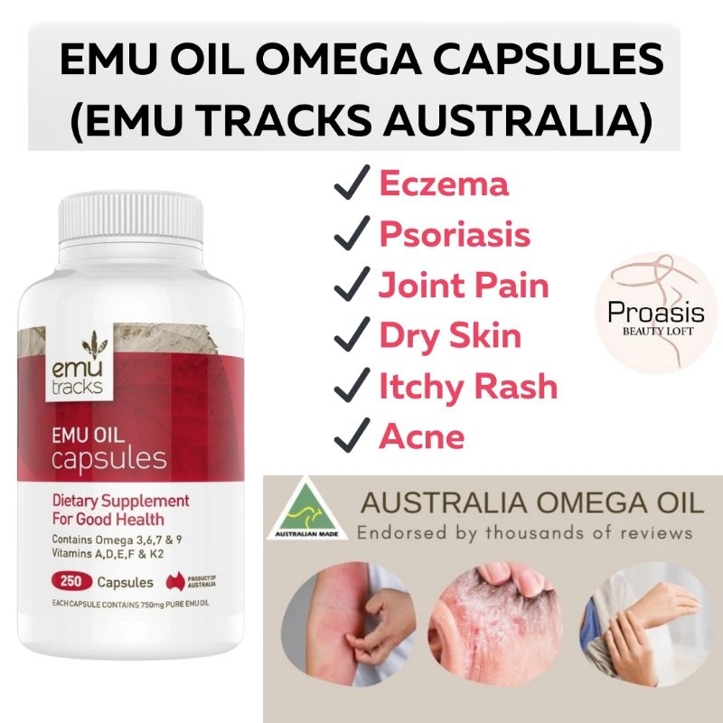 Emu Oil OMEGA Capsules From Emu Tracks Australia (100 Caps & 250 Caps ...