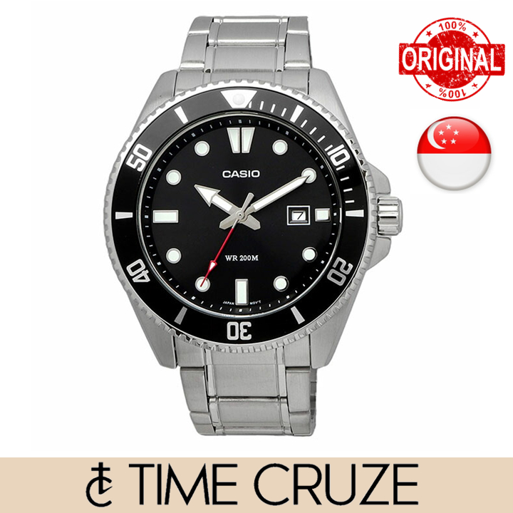 [Time Cruze] Casio MDV-107 Duro Stainless Steel Black Dial 200M Men ...