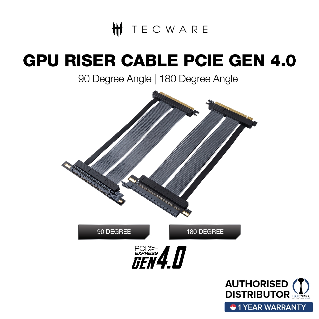 TECWARE Vertical GPU Mount PCIE GEN 4.0 Riser Cable, 20cm in 2 Angle ...