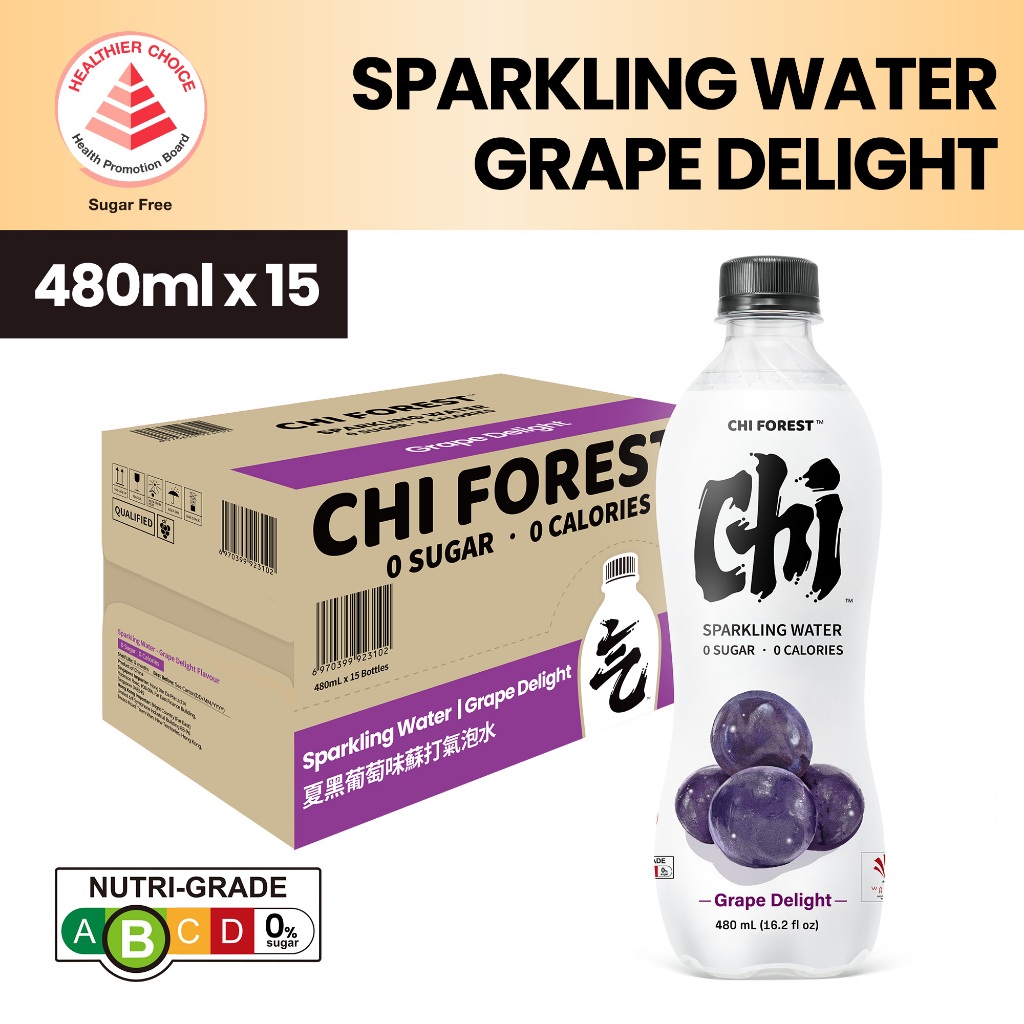 Chi Forest Grape Delight Soda Sparkling Water Drink 480ml x 15 Bottles | Shopee Singapore