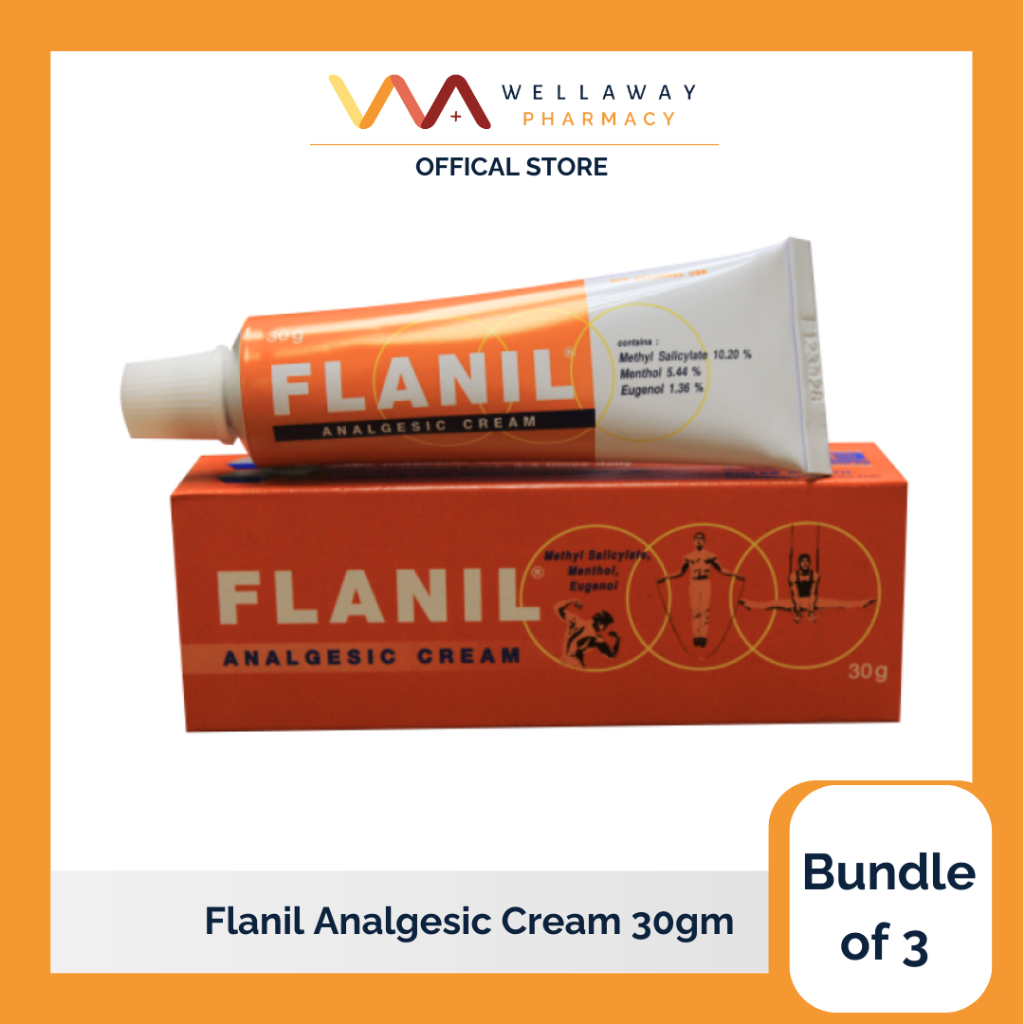 [BUNDLE OF 3] Flanil Analgesic Cream 30gm [Muscular aches and pains ...