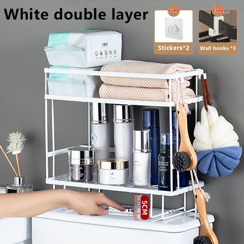 [ SG Ready Stock] NO Punching Bathroom Shelf Toilet Rack Accessories ...