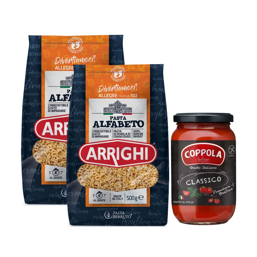 Bundle Of 3 Arrighi Alfabeto Italian Pasta and Coppola Pasta Sauce ...