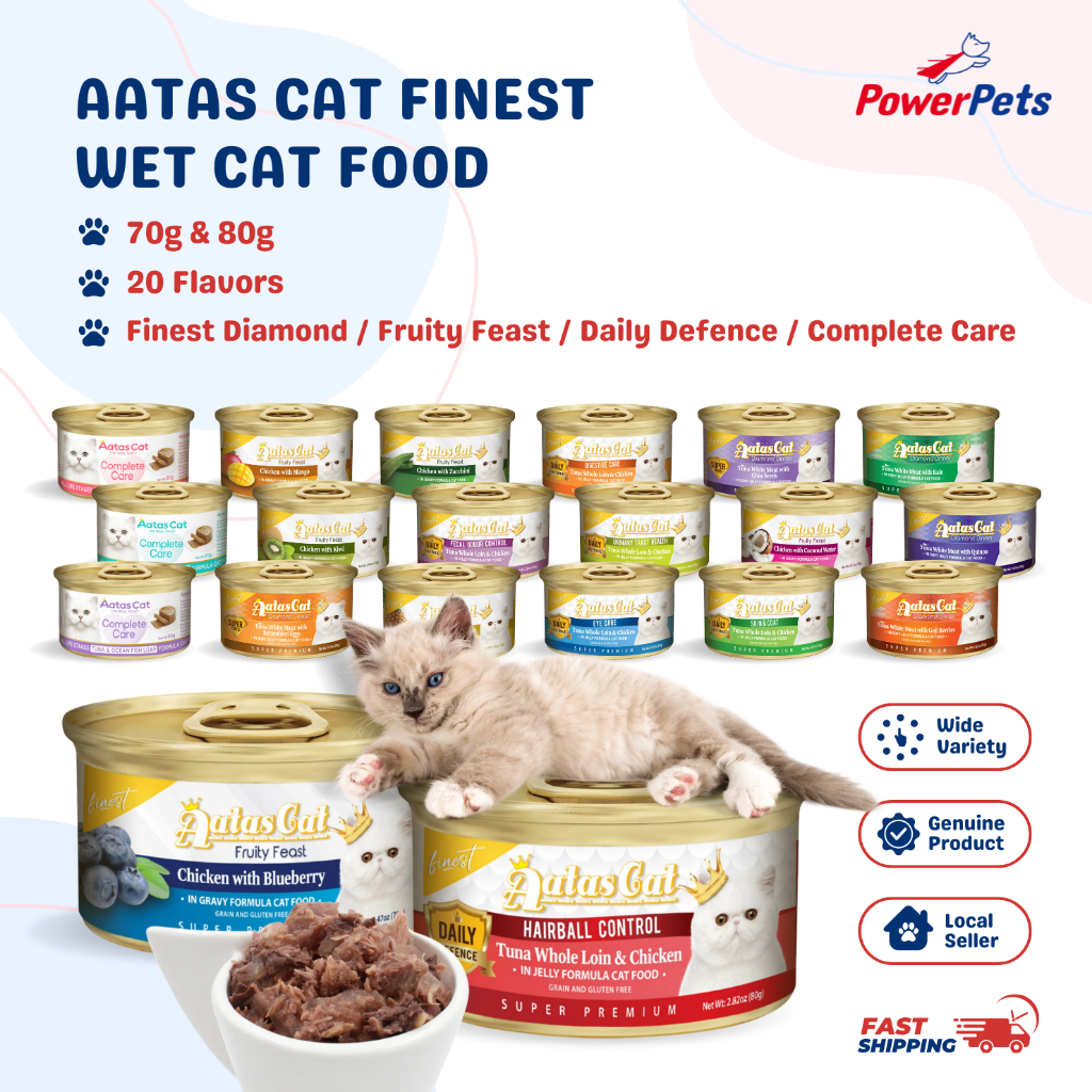 Aatas Cat Wet Food 70g–80g – Fruity Feast, Diamond Dinner & Digestive Series – Premium Cat Meal ...