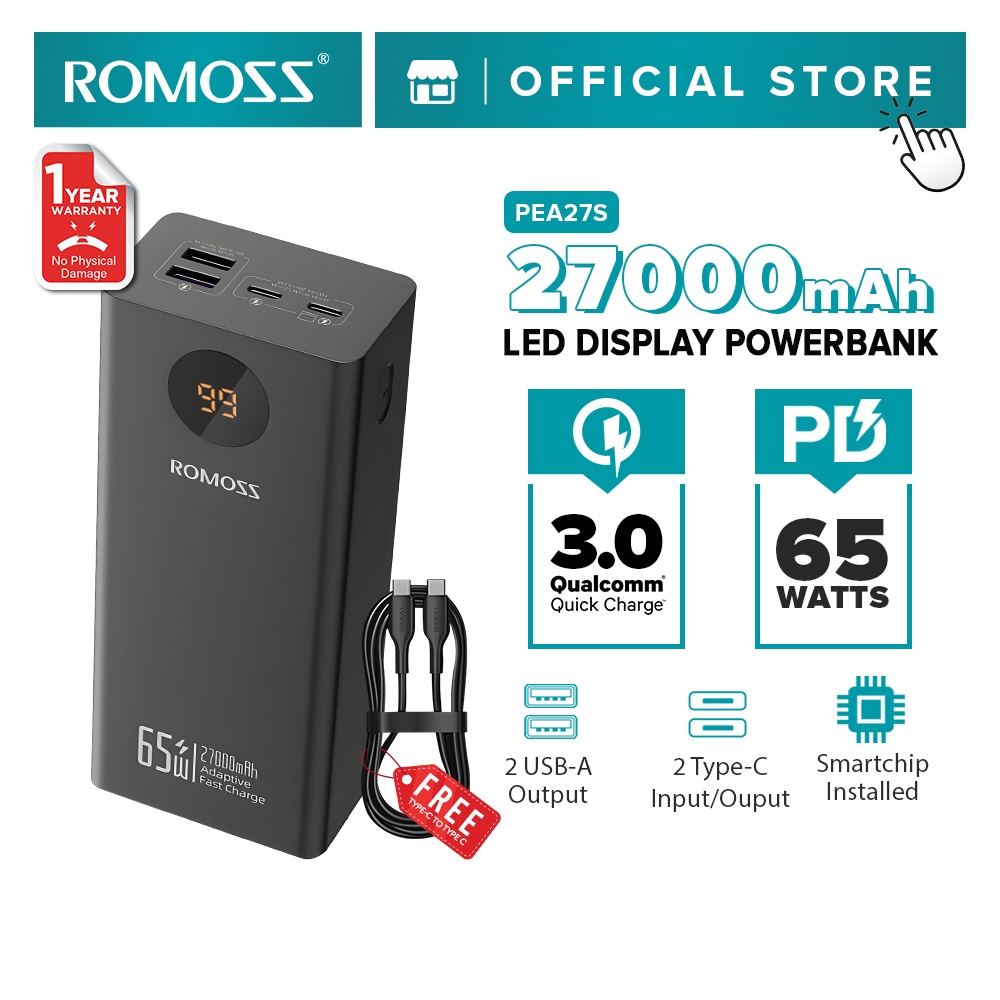 Romoss PEA27 27000Mah Pd65W Type-C Two-Way Super Fast Charging Qc 3.0 ...