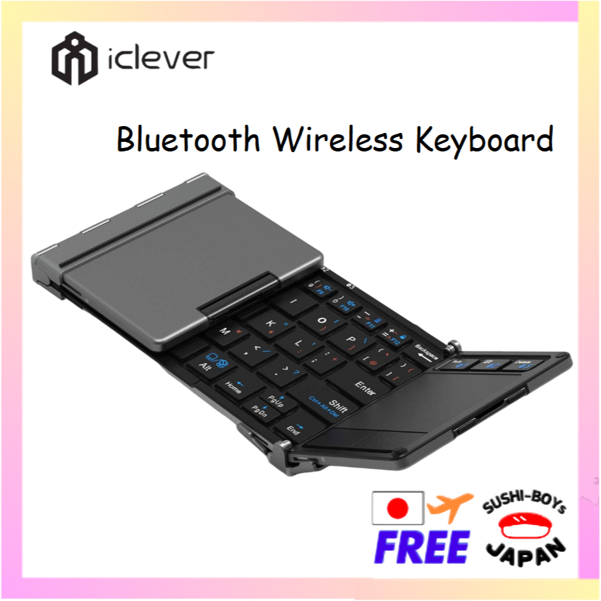 iClever Bluetooth Wireless Keyboard Folding Mobile Keyboard with Touchpad Multi-Pairing USB iPad ...