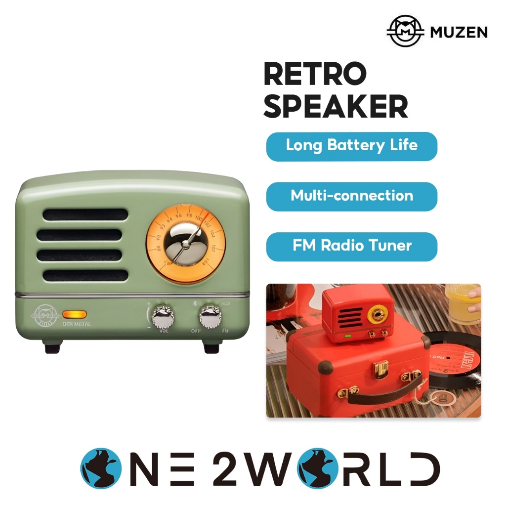 Muzen OTR Metal – Retro Bluetooth Speaker with FM Radio, 5W Powerful Sound, Deep Bass, 10H ...