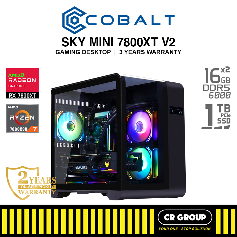 COBALT SKY MINI 7800XT V2 - AMD Ryzen 7 7800X3D - Dual Radeon RX 7800XT 16GB - 32GB RAM - 1TB ...