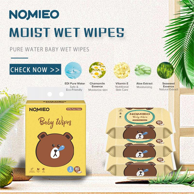 Nomieo Thick Baby Wet Wipes 80sheets/pack Pure water wet tissues Safe ...