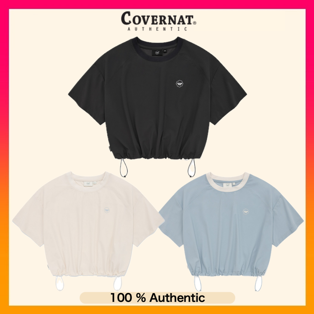 COVERNAT Women's Comfort String Crop T-Shirts Cool Cotton Tee - 3 ...