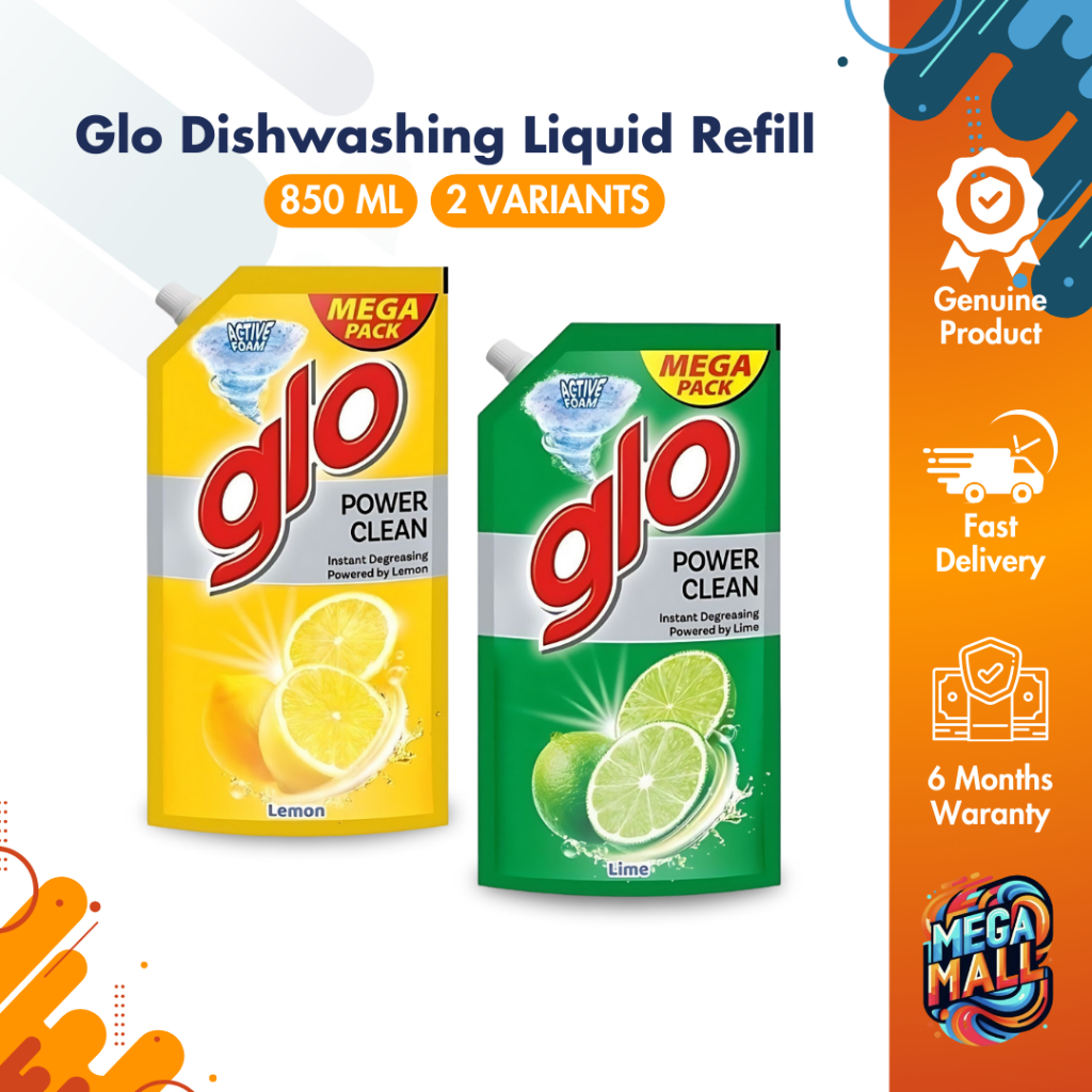 Glo Dishwashing Liquid Refill 850ml Lime and Lemon Concentrate Power ...