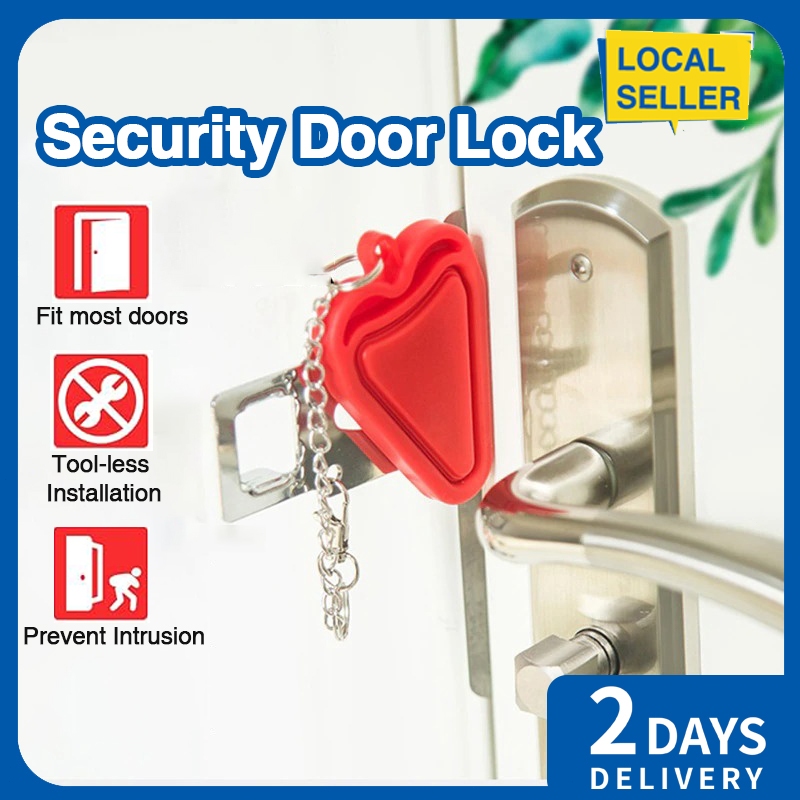 [SG] Portable Door Lock Travel Hotel Home Door Lock Handle Privacy ...